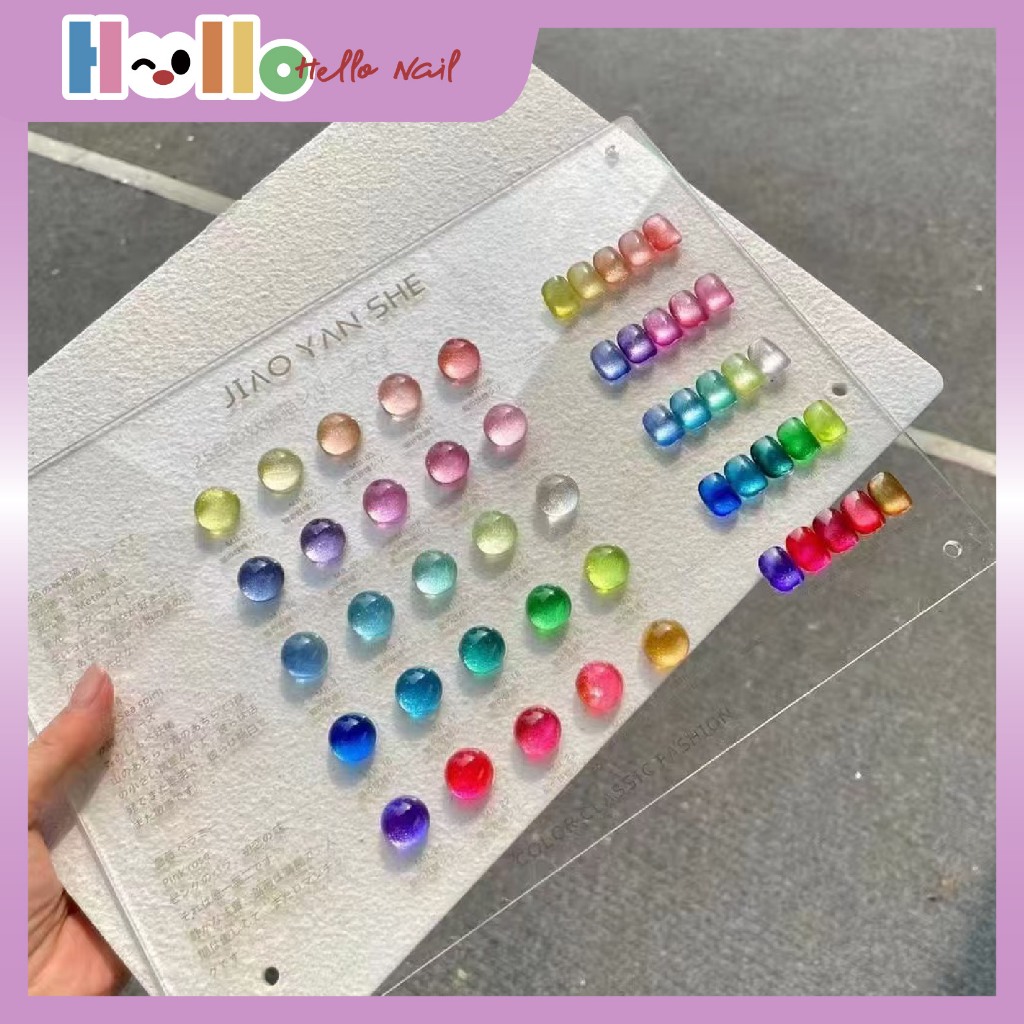 Jiao YAN SHE 24 สีลูกปัดแก้วสี Cat Eye ชุดแต่งเล็บ (JYS) กาวยาทาเล็บ ...