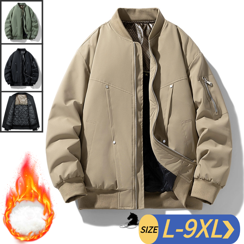 L-9xl Windproof กันน้ําเบสบอล Collar หนา Warm Jacket Street Wear Plus ...