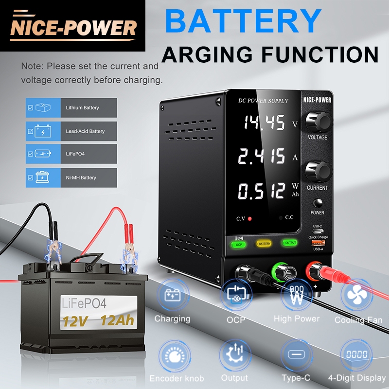 Nice-power เครื่องจ่ายไฟ DC Power Supply พาวเวอร์ซัพพลาย DC ชาร์จเร็ว ปรับได้ พร้อมพอร์ต USB ...