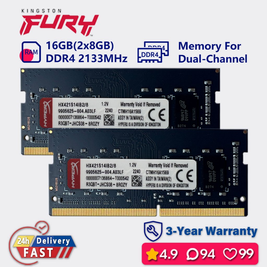 Kingston FURY 16gb 2133mhz ddr4 หน่วยความจําสองช่องแล็ปท็อป HyperX IMPCAT ram sodimm pc4 17000s ...