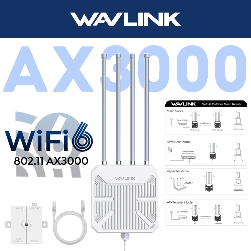 Wavlink AX3000M จุดเชื่อมต่อกลางแจ้งพร้อม Active POE WiFi สัญญาณ Long ...