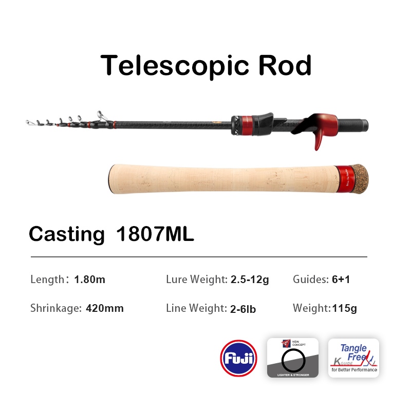 Purelure ใหม่ Telescopic Rod 1.86m 2.10m ML Power BFS 7ft Travel Rod ...