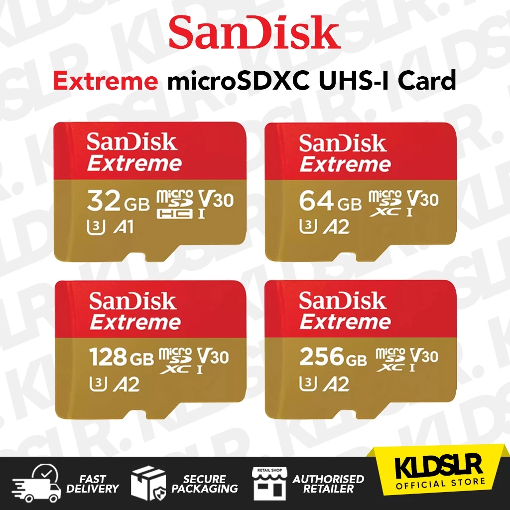Sandisk Extreme Micro SD 32GB 64GB 128GB 256GB 512GB 1TB UHS-I C10 V30 ...