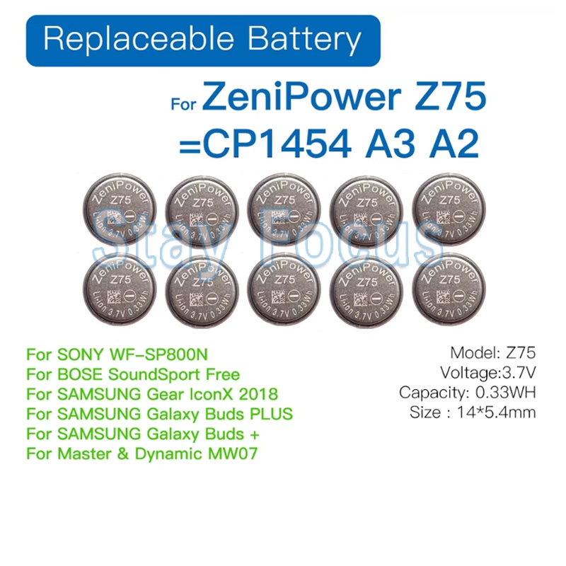 Cp1454 ZeniPower Z75 0.33 Wh แบตเตอรี่เหมาะสําหรับ JABRA ELITE SPORT Sony WF-SP800N | Shopee ...