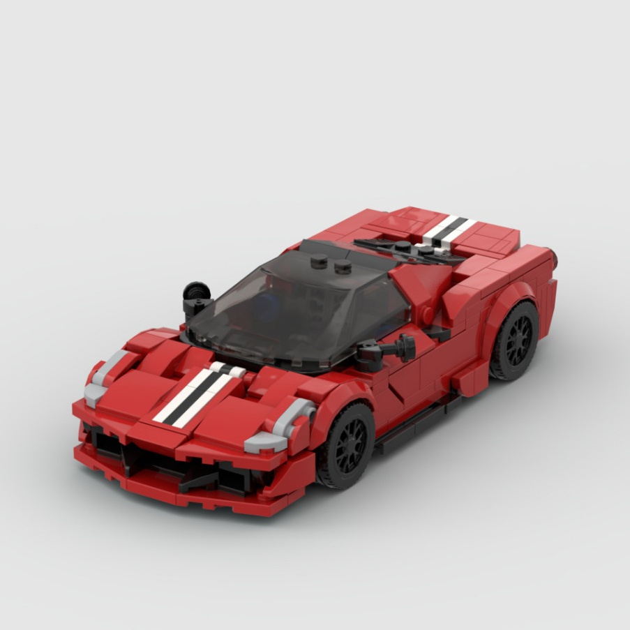 Moc Ferrari 488 Pista Super Sports Cars Building Blocks ของเล่นเด็ก ...