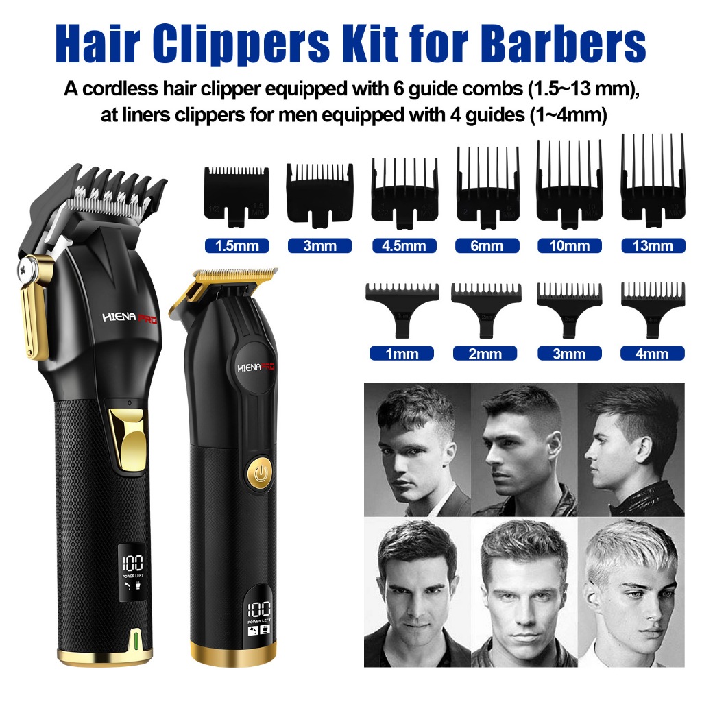ใหม่ไทเทเนียมอัลลอยด์ Clipper ผมไฟฟ้า Professional น้ํามันหัวไฟฟ้า Push Clipper 6-Speed หวีฟัน ...
