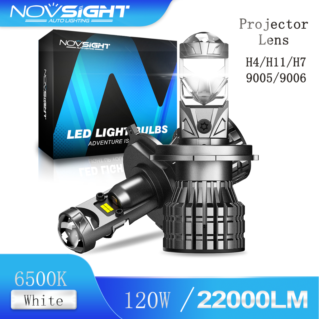Novsight N92 รถ H4 H11 H7 9005 9006 LED โปรเจคเตอร์เลนส์ไฟหน้าพัดลม Canbus 6500K 120W 22000LM 2 ...