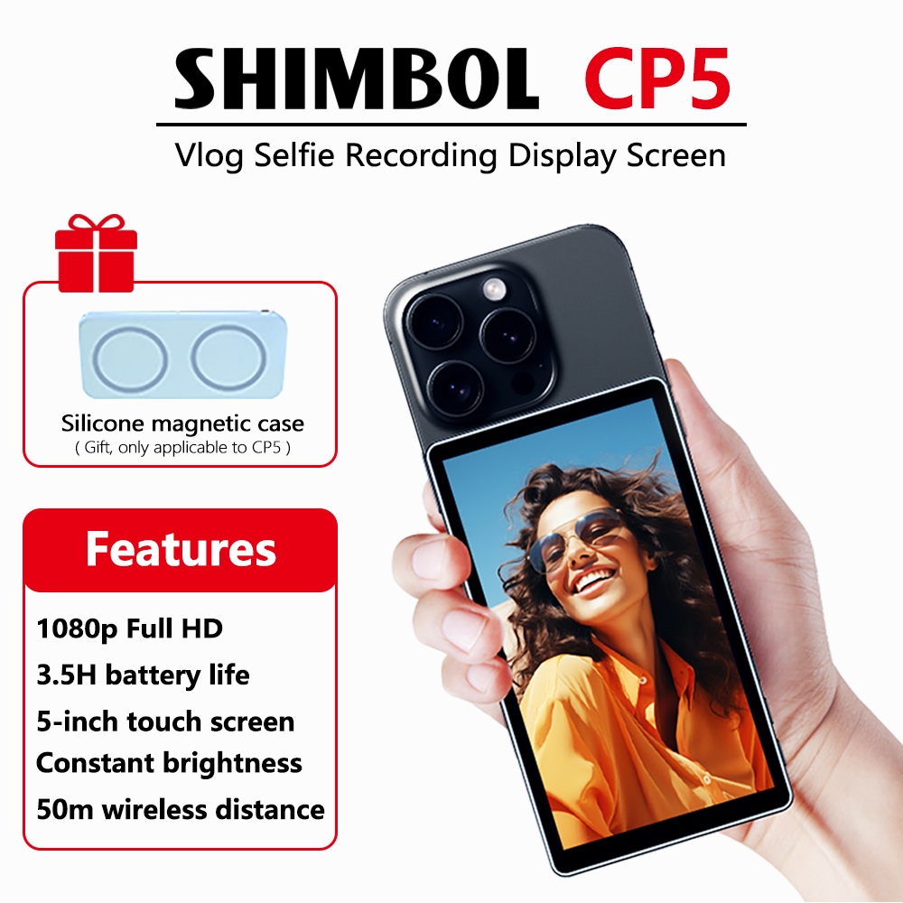 Shimbol CP5 Vlog selfie Recording display screen โทรศัพท์มือถือแม่เหล็กด้านหลังกระจกแสดงเซลฟี่ ...