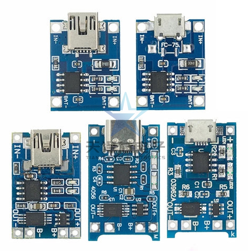 Tp4056 Micro USB Type-C 5V 1A 18650 ชาร์จโมดูลบอร์ด Dual Function 1A Li ...