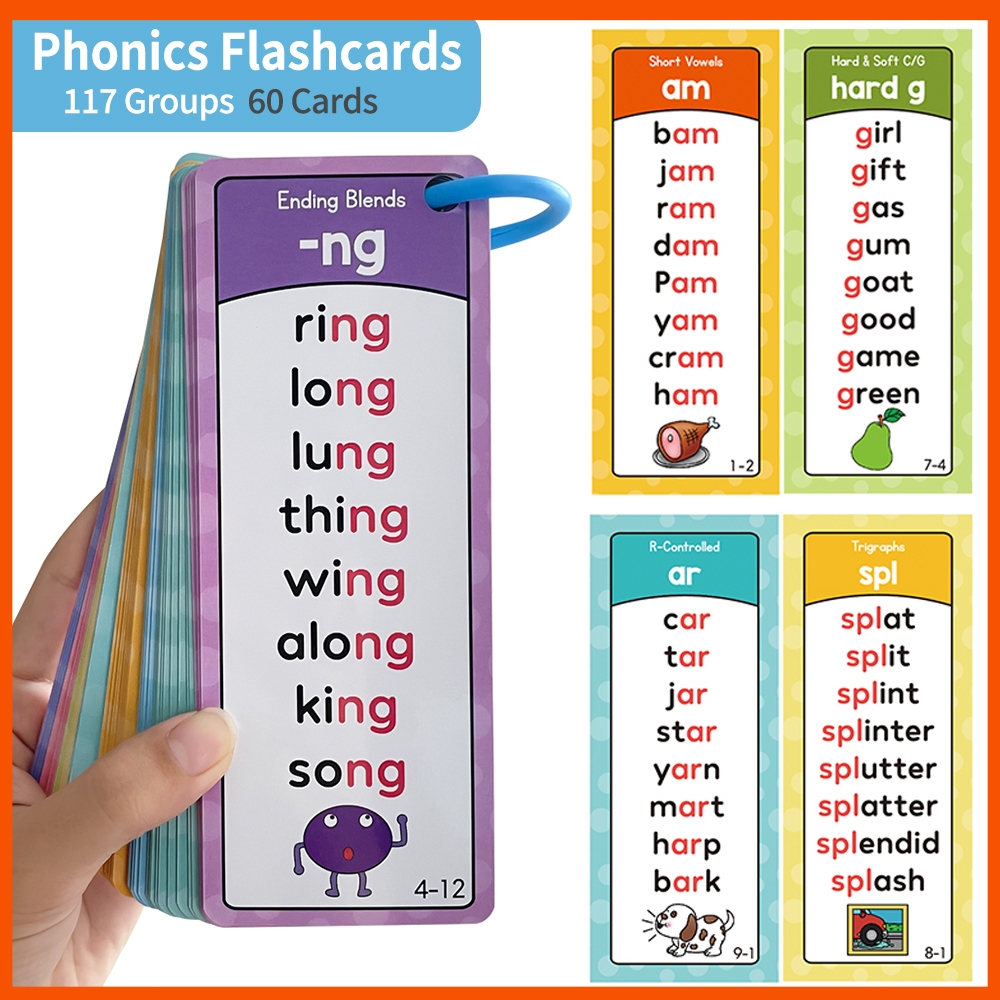 Phonics Flashcards, 117 Phonic Group Sets CVC, Digraph Trigraphs Blends ...