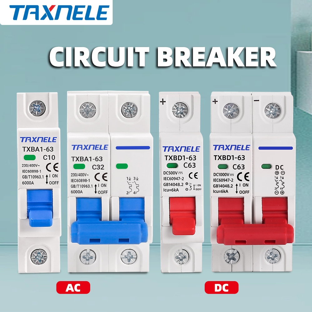 Taxnele AC DC MCB 1P 2P Circuit breaker Air Switch 10A 16A 32A 63A ...