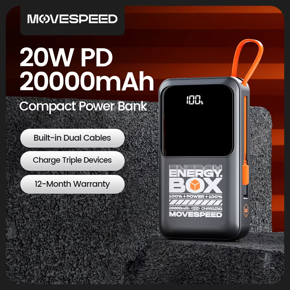 Movespeed F20 Power Bank 20000mAh สาย USB-C 22.5W Max แบบพกพา Fast Charging ภายนอกแบตเตอรี่ ...