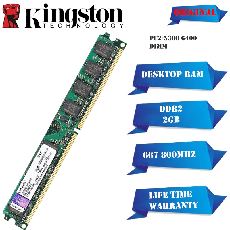 Original Kingston DDR2 RAM 2GB 667/800MHz หน่วยความจําเดสก์ท็อป DIMM stick PC2 5300U 6400U ...