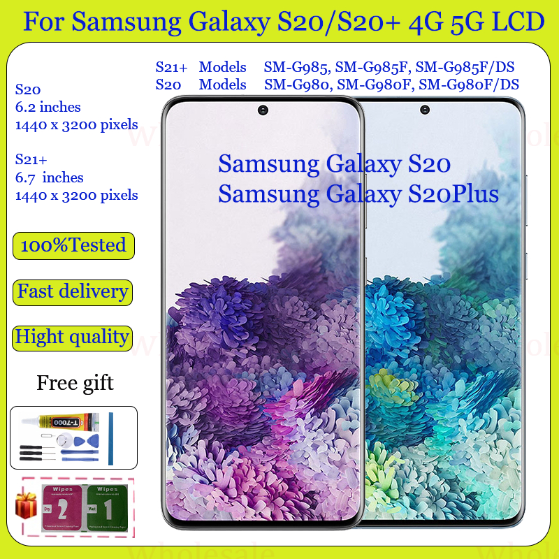 Original AMOLED สําหรับ Samsung Galaxy S20 4G 5G /S20 + / Plus จอแสดงผล LCD Touch พร้อมกรอบ ...