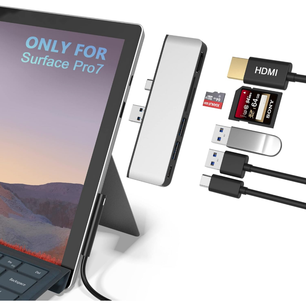 Surface Pro 7/7+ Hub dock พร้อมอะแดปเตอร์ HDMI 4K USB 3.0 SD/TF Card Reader Converter สําหรับ ...