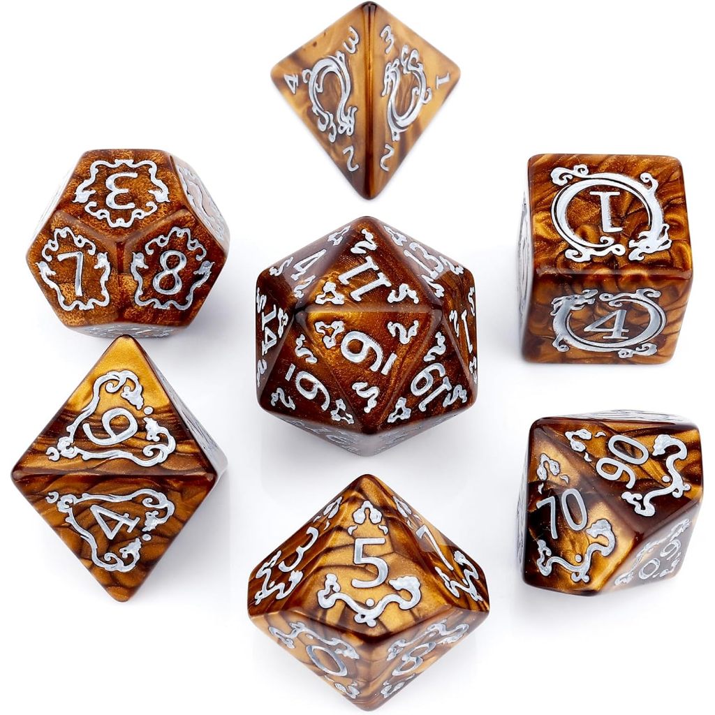 Dnd Dice Set Coffee Gold Polyhedral D&D ลูกเต๋าสําหรับ Dungeons และ ...
