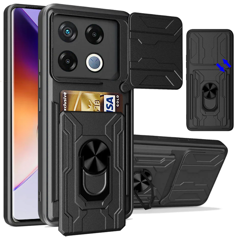 กรณีโทรศัพท์มือถือหนักกันกระแทกพร้อมที่วางโลหะและช่องเสียบการ์ด infinix ...