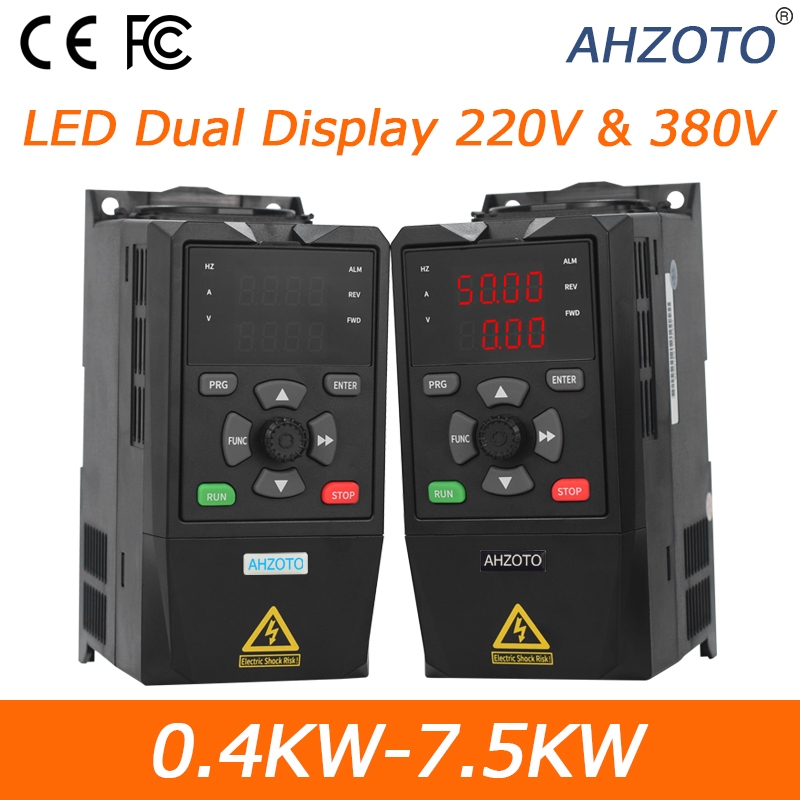 Vfd 220V 380V LED Dual Display สามเฟสมอเตอร์ความเร็วความถี่ปรับไดร์ ...