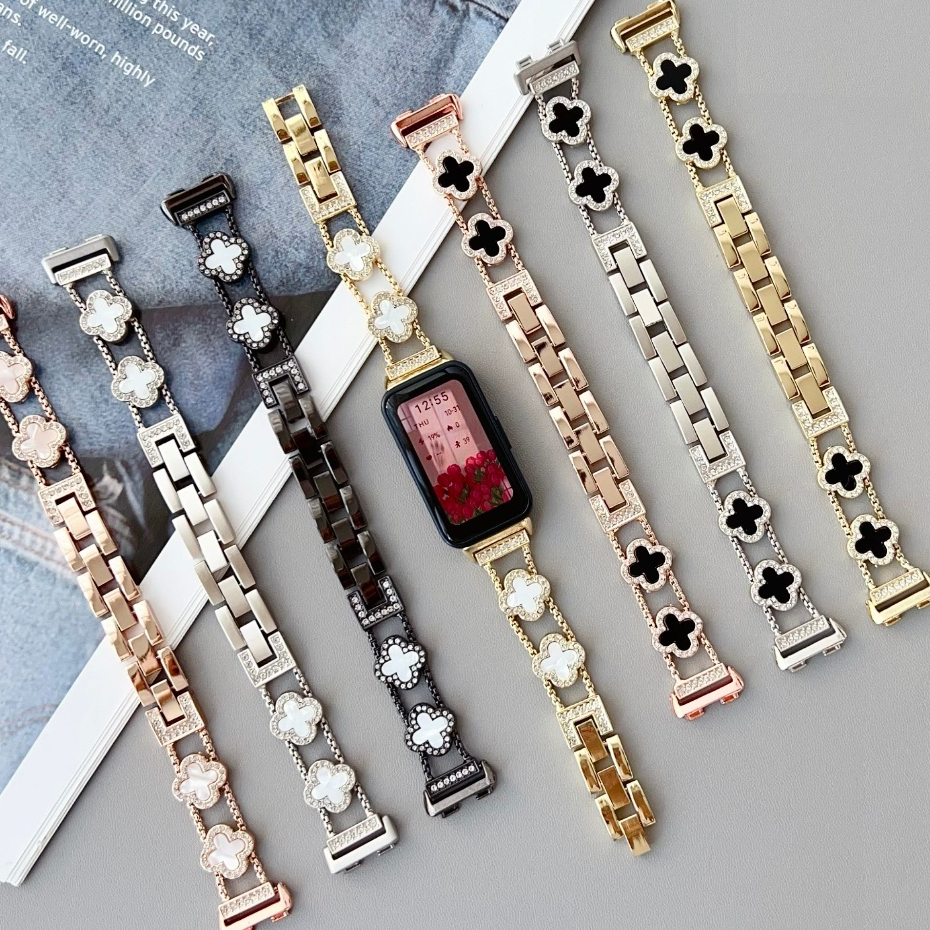 Metal Clover Watch Strap Compatible For Huawei band 10 สาย Huawei ...