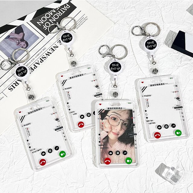 2024ins Simple PS Call Shape Slide Cover Hard Retractable Card Holder ...