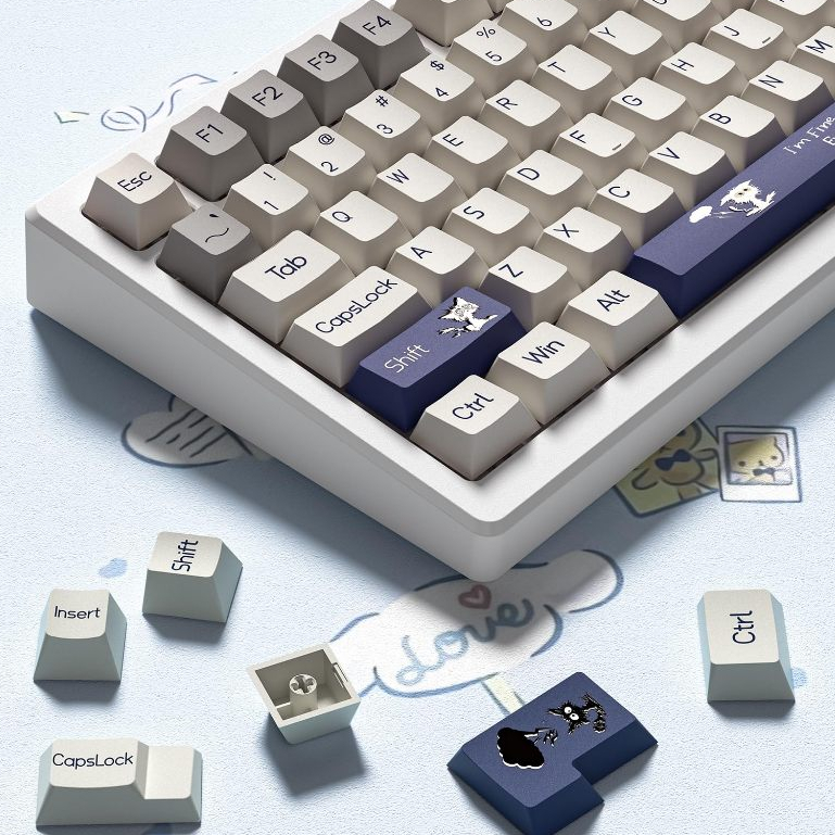 Womier 135 Keys Blue Cat Dye Sub Cherry Profile Key Caps Set | Shopee ...