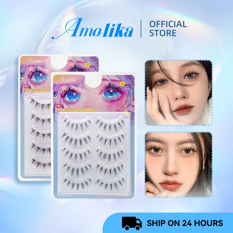 Amolika ขนตาปลอม แบบบาง ดูเป็นธรรมชาติ 5 คู่ | Shopee Thailand
