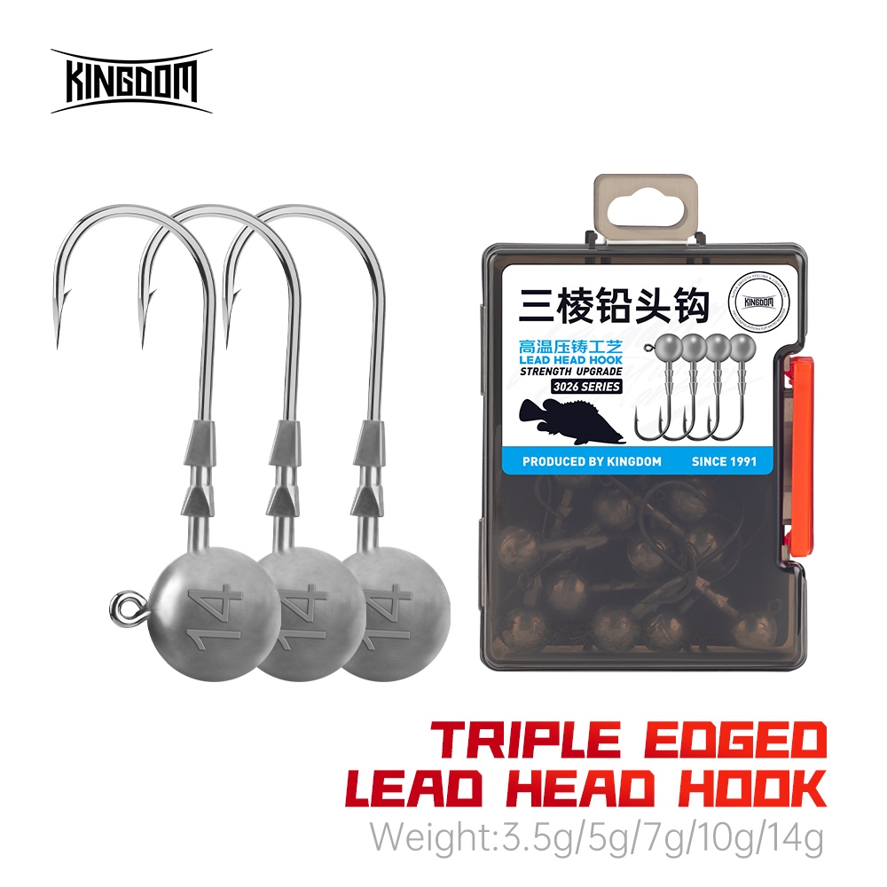 Kingdom 15PCS ตะกั่ว Jig Head เหยื่อ Soft Lure อุปกรณ์เสริม Sharp Barb Hooks ตกปลาตะขอ 3.5g 5g ...