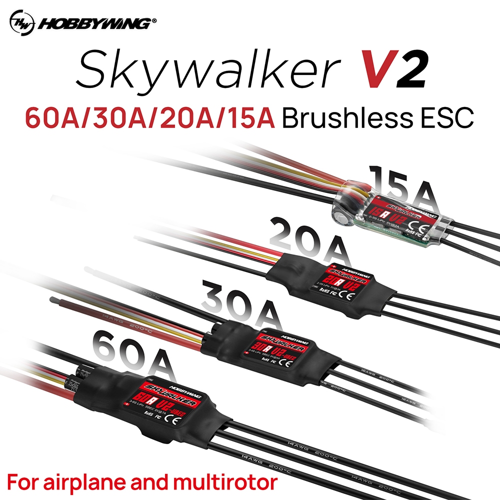 Hobbywing Skywalker15A 40A 50A 80A 100A V2 Brushless ESC BEC Speed Controller พร้อมย้อนกลับ ...