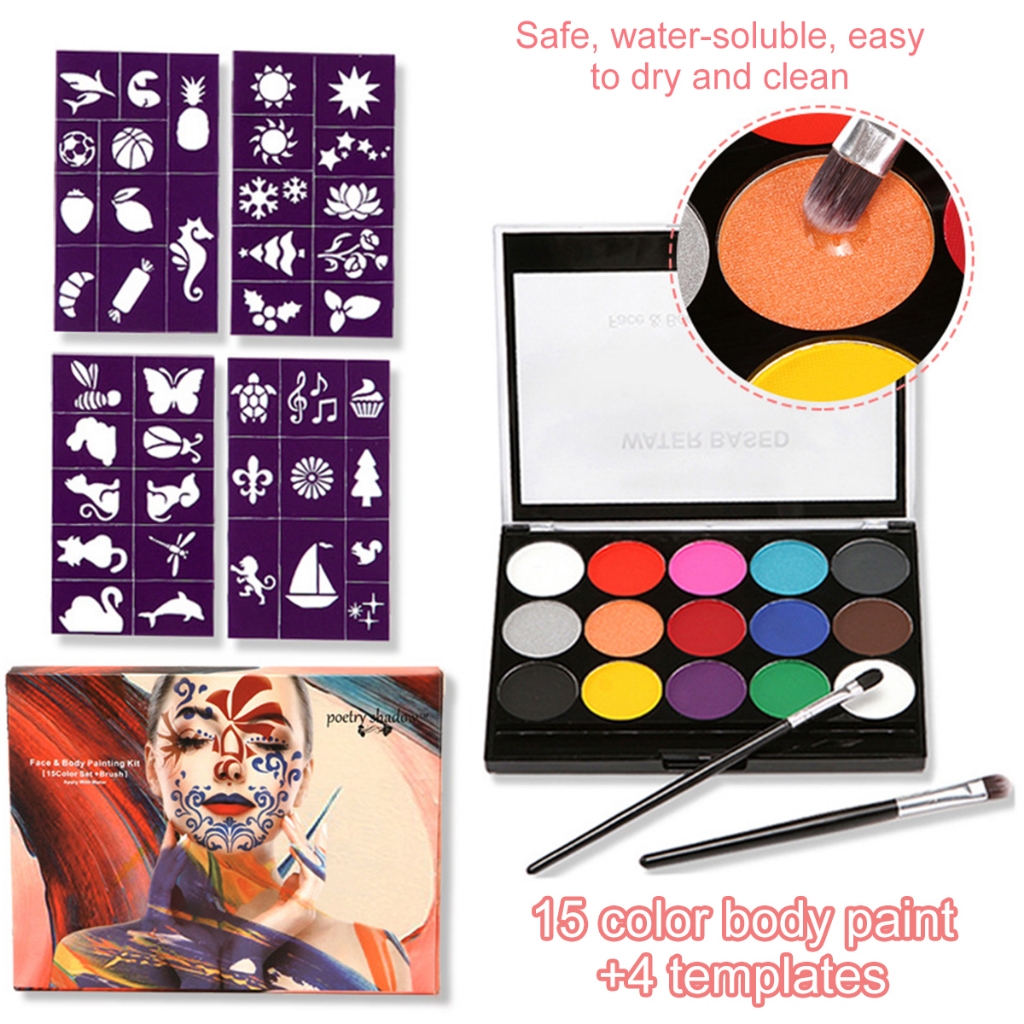 15 สี Face Body Paint ชุดน ้ ํามันปลอดสารพิษปลอดภัย Facepaint Water ...