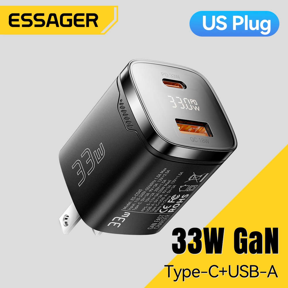 Essager 33W GAN Charger USB-A + Type-C Fast Charging adapter รองรับ PPS ...