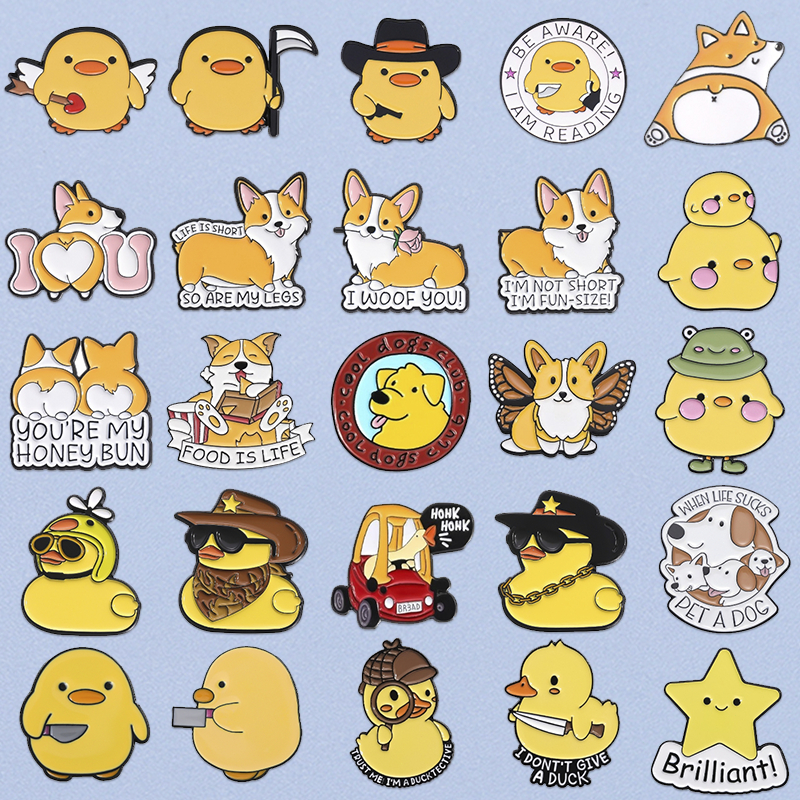 45 รูปแบบ Cool Dogs Club เคลือบ Pin น่ารักลูกสุนัขเป็ดเข็มกลัดป้าย ...