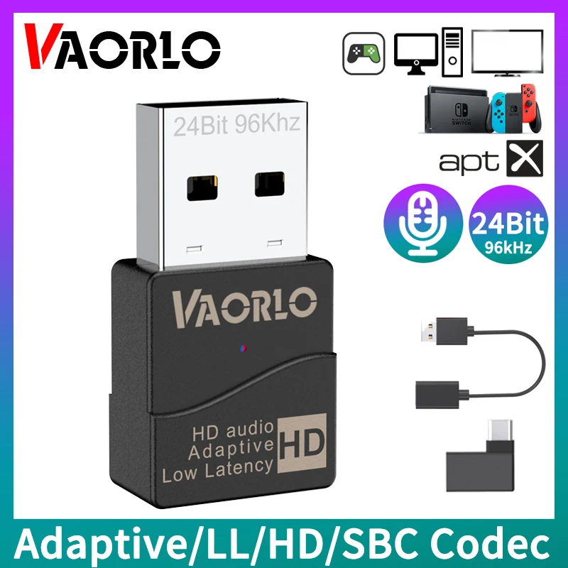Original VAORLO KB8P KB9P 16-24Bit USB Bluetooth 5.2 เครื่องส่งสัญญาณเสียง Adaptive HD LL SBC ...