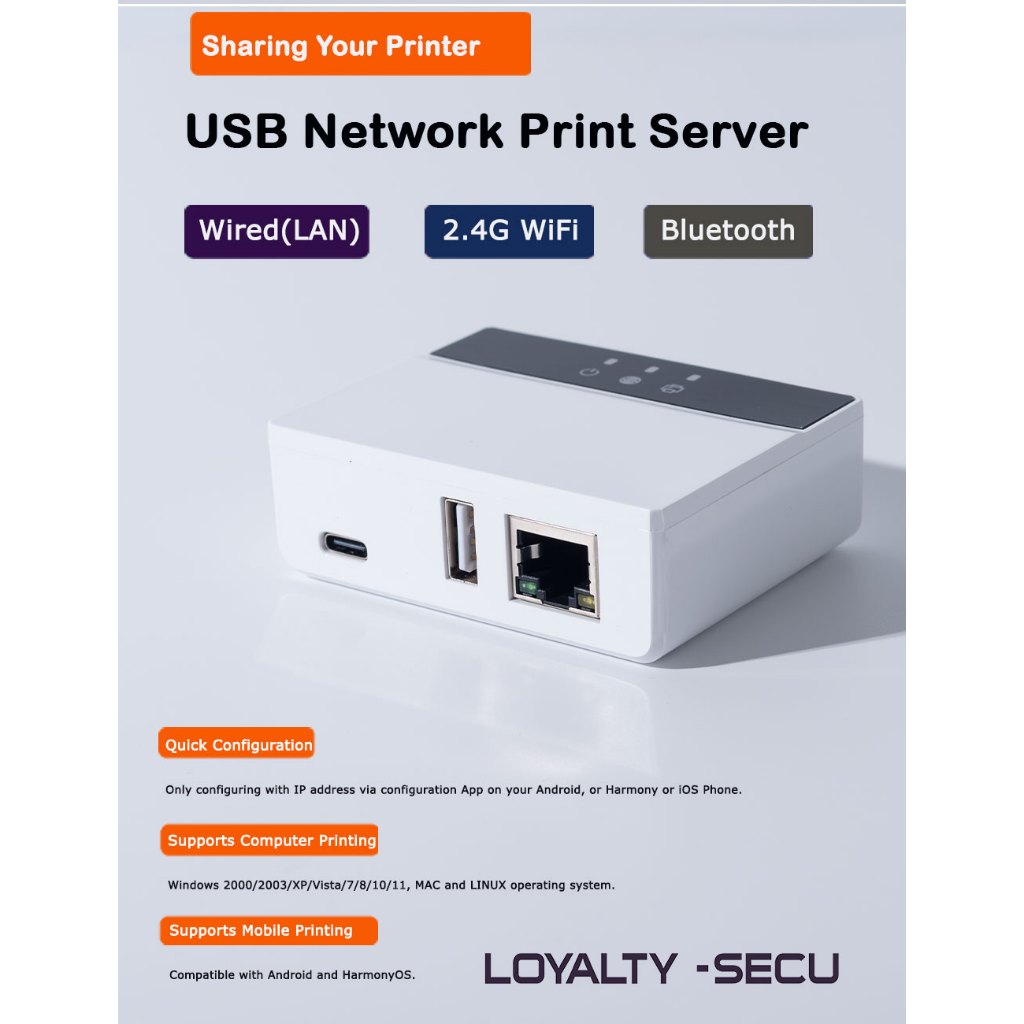 อัพเกรดเครื่องพิมพ์ USB ของคุณอย่างหนักถึงไร้สายด้วย LOYALTY-SECU WiFi และ Bluetooth Print ...