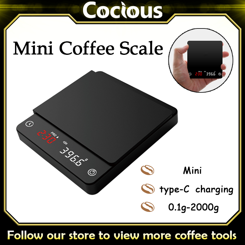 COCIOUS เครื่องชั่งกาแฟขนาดเล็ก 2 กก. / 0.1 กรัมพร้อมตัวจับเวลาแบบพกพา ...