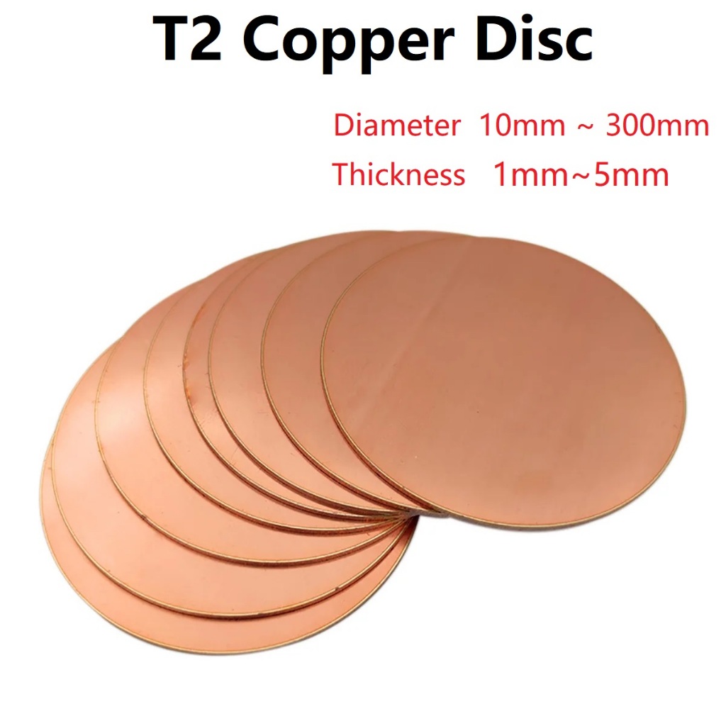 T2 Copper Disc Diameter 10mm ~ 300mm Pure Copper Round Plate Circular Sheet Thickness 1mm - 3mm ...