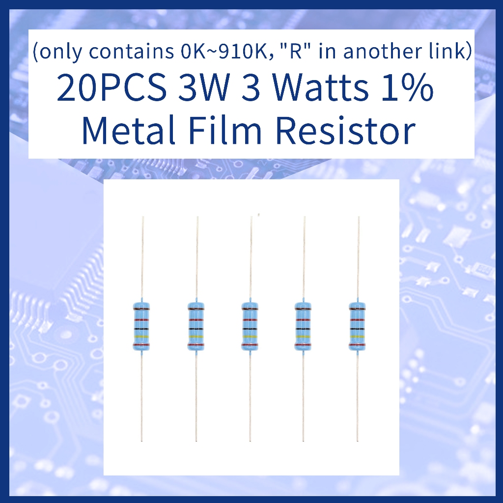 (มีทุกขนาด ลิงค์นี้มีเพียง 0K~910K,"R" ในอีกลิงค์) 20 ชิ้น ตัวต้านทาน 3W 3 Watts 1% Metal Film ...