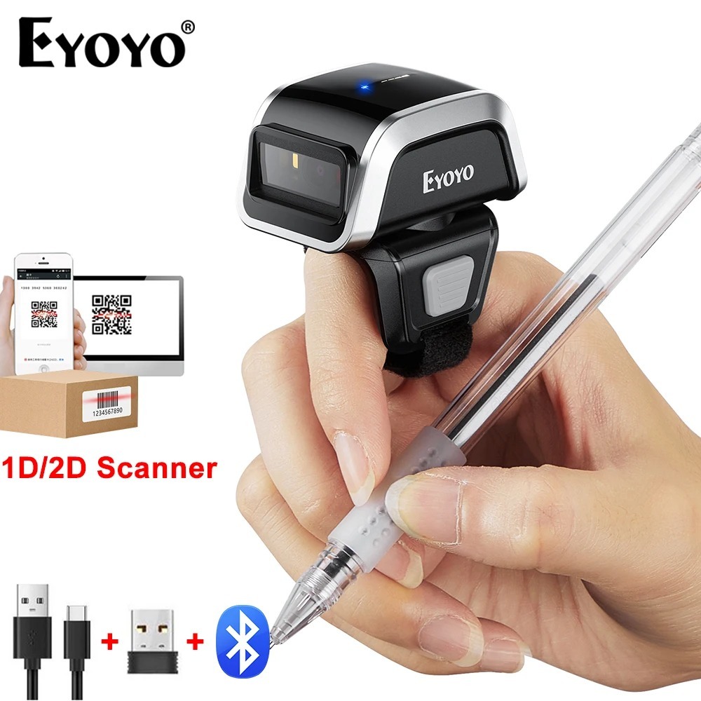 Eyoyo EY-031 3-in-1 การเชื่อมต่อสวมใส่แหวน 1D 2D Barcode Scanner Auto ...