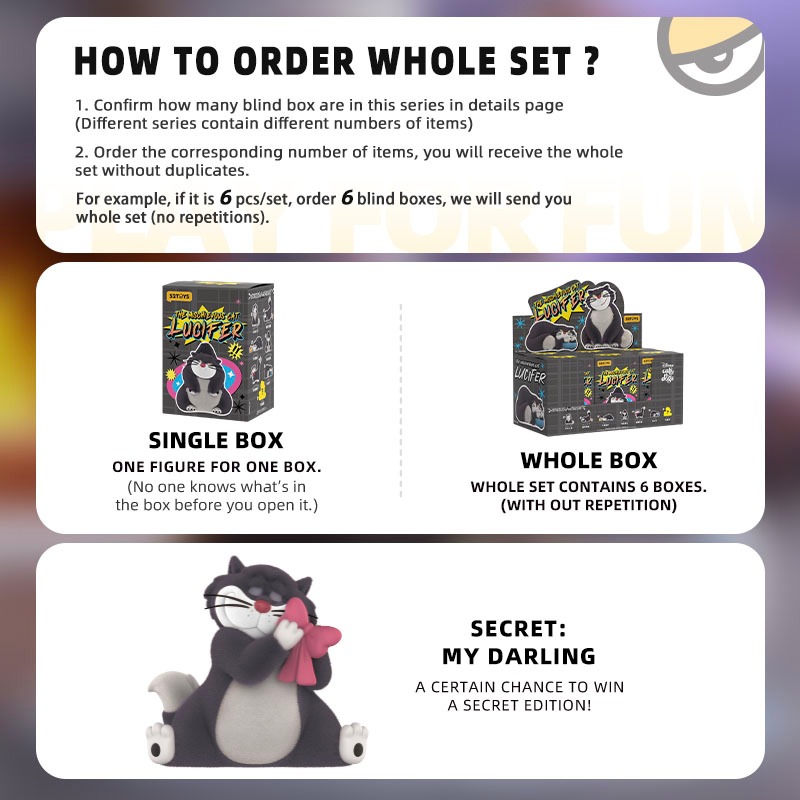 52TOYS Disney The Mischievous Cat Lucifer Series Blind Box Figure Toy ...