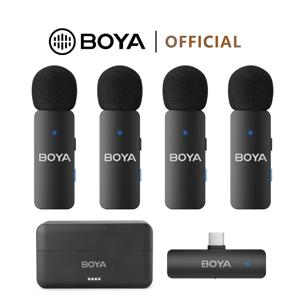 BOYA BY-V4U 4 ช่อง ไมค์ไร้สาย Type-C ไมค์ลอยไร้สาย พร้อมกล่องชาร์จ ...