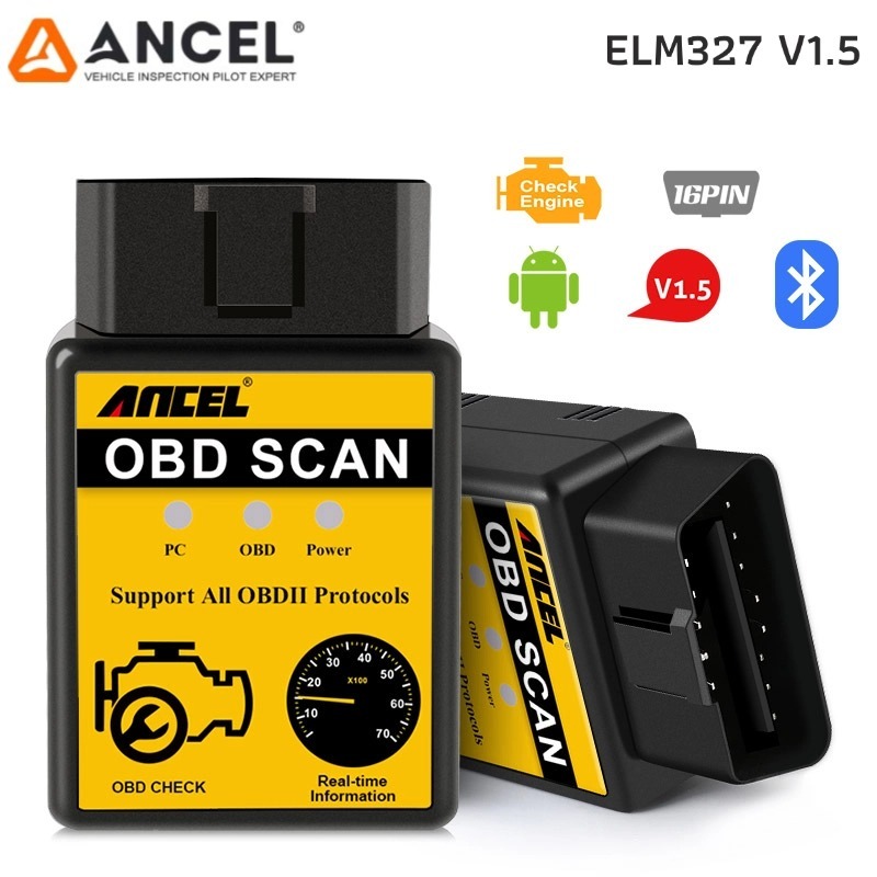 Ancel ELM327 V1.5 บลูทูธ Obd2 เครื่องสแกนเนอร์เครื่องสแกนเนอร์รถยนต์ ...