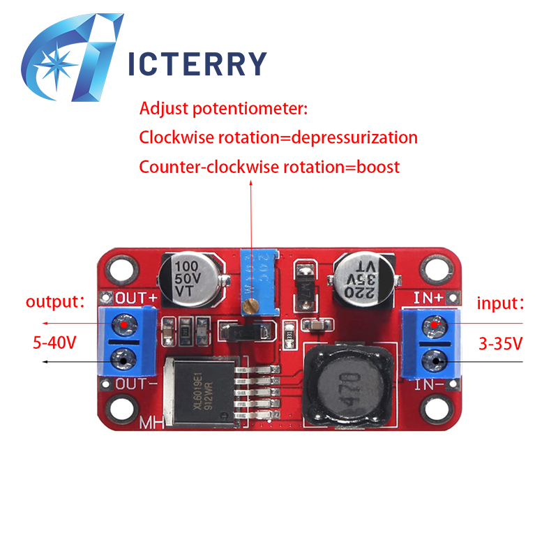 Xl6019 5A High Power Current DC-DC Step Up โมดูล Boost โวลต์ Converter 3.3 V-35 V ถึง 5 V 6 V 9 ...