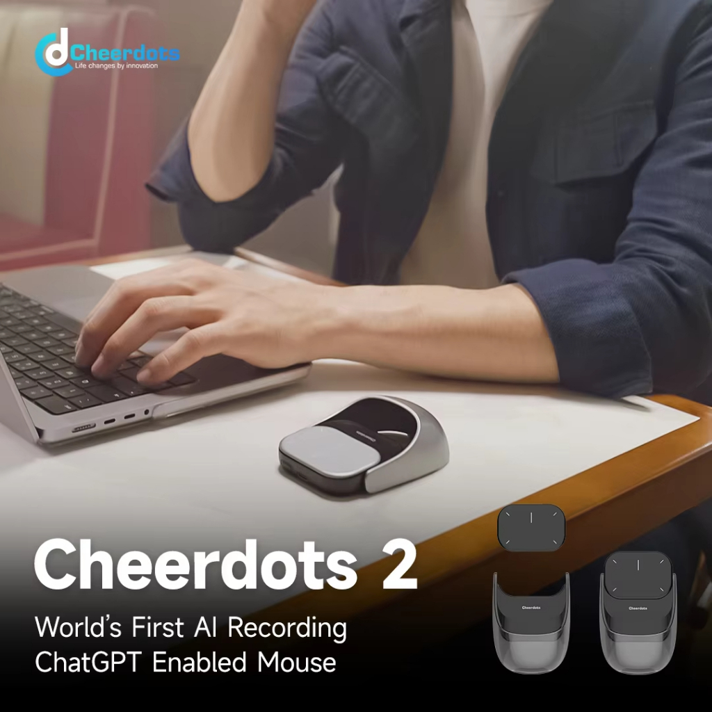 Cheerdots 2 ทัชแพดไร้สาย All-in-one Pocket AirMouse AI การบันทึก ChanGPT เมาส์ Enabled Presenter ...
