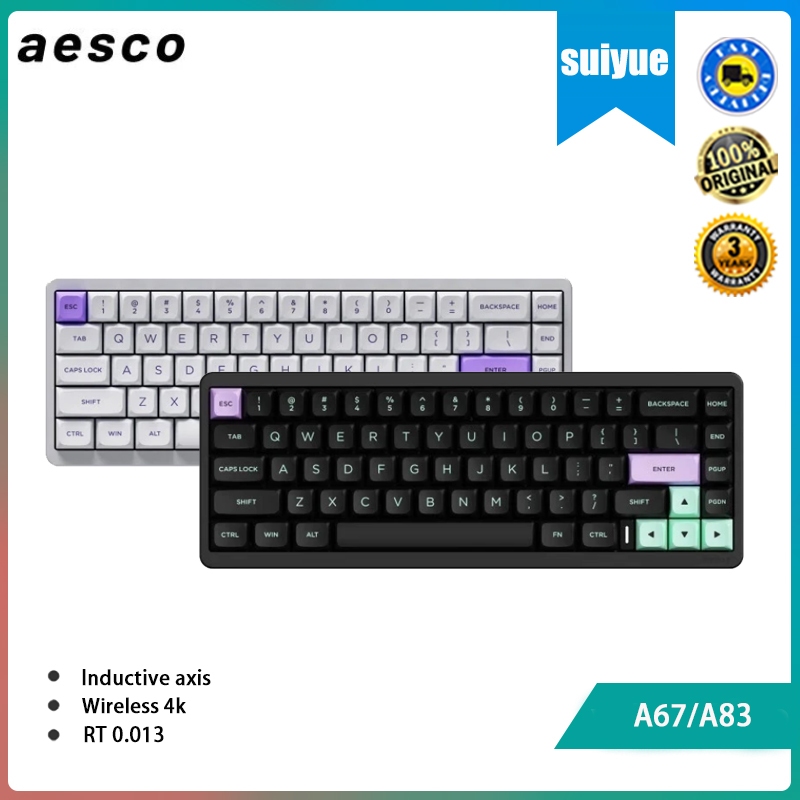 Aesco A67/A83 คีย์บอร์ดแกนอุปนัยรองรับไร้สาย RT สัมผัสต่อเนื่อง Full Key Hot Plug Esports Gaming ...