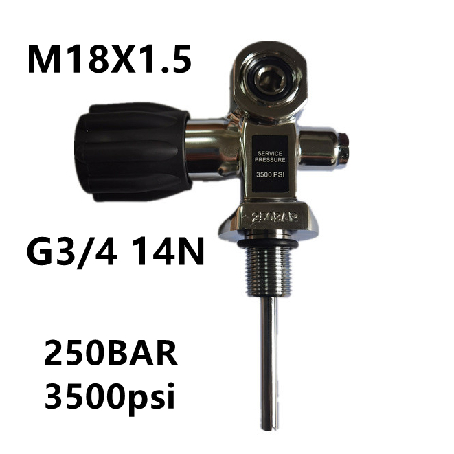 M18x1.5 และ G3/4 หัวขวดดําน้ําวาล์ว 250bar 3500psi ขวดอลูมิเนียมและขวดคาร์บอนไฟเบอร์ K ประเภทหัว ...