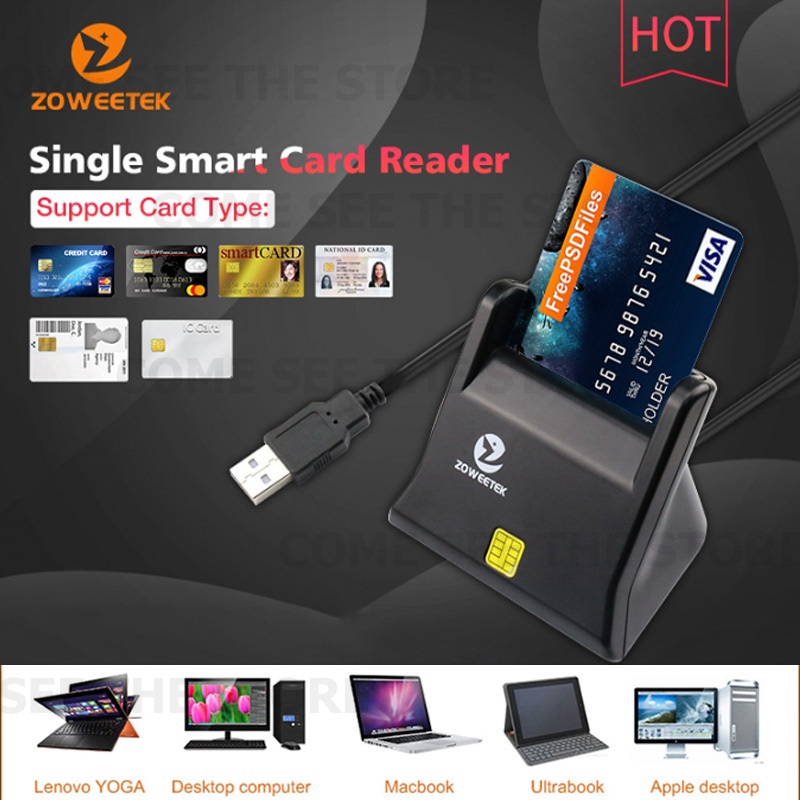 Zoweetek Smart Card Reader ครื่องอ่านบัตร USB 2.0 เครื่องอ่านการ์ด ...