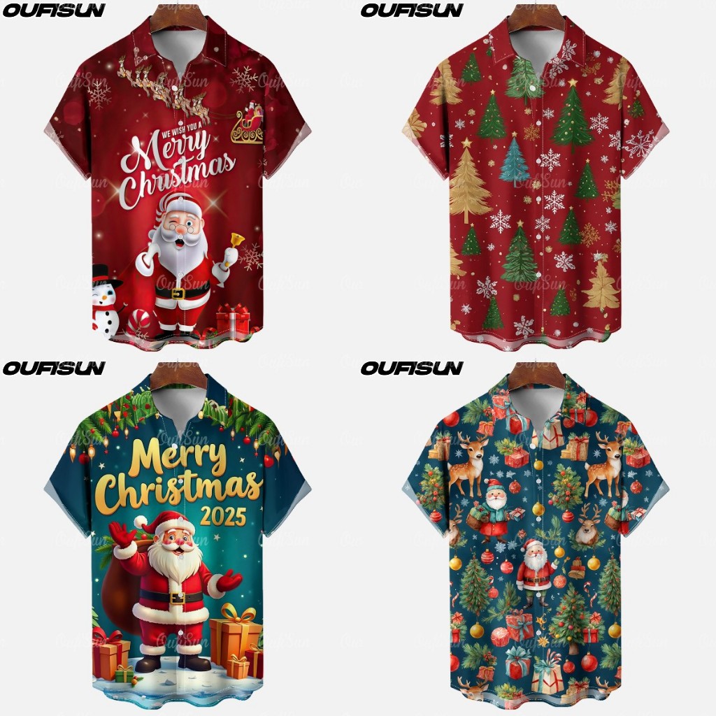 2025 Merry Christmas Unisxe เสื้อสวัสดีปีใหม่ในรูปแบบต่างๆ Tiktok Oodd ...