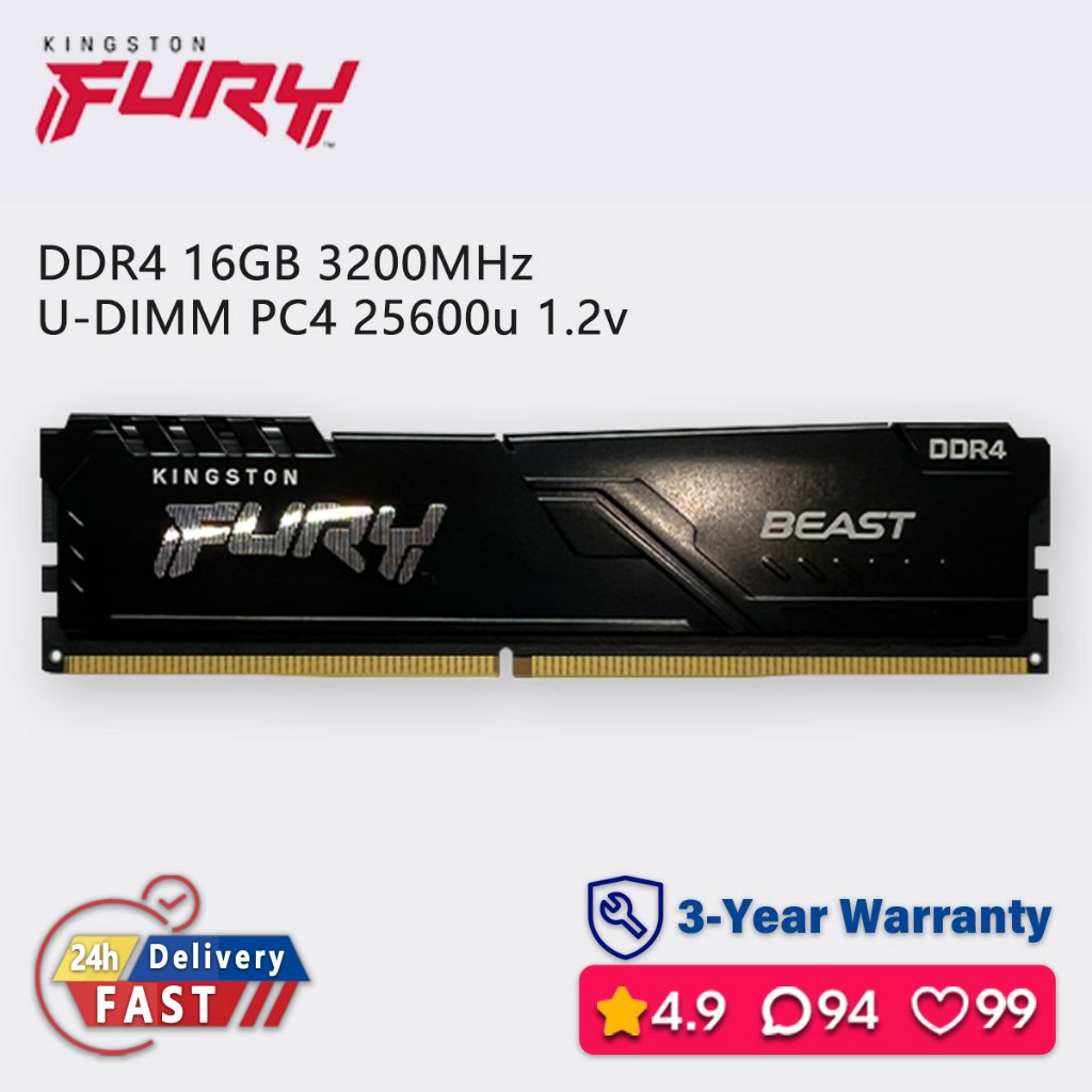 Kingston FURY 16gb 3200mhz ddr4 BEAST เดสก์ท็อป dimm หน่วยความจํา ram pc4 25600u | Shopee Thailand