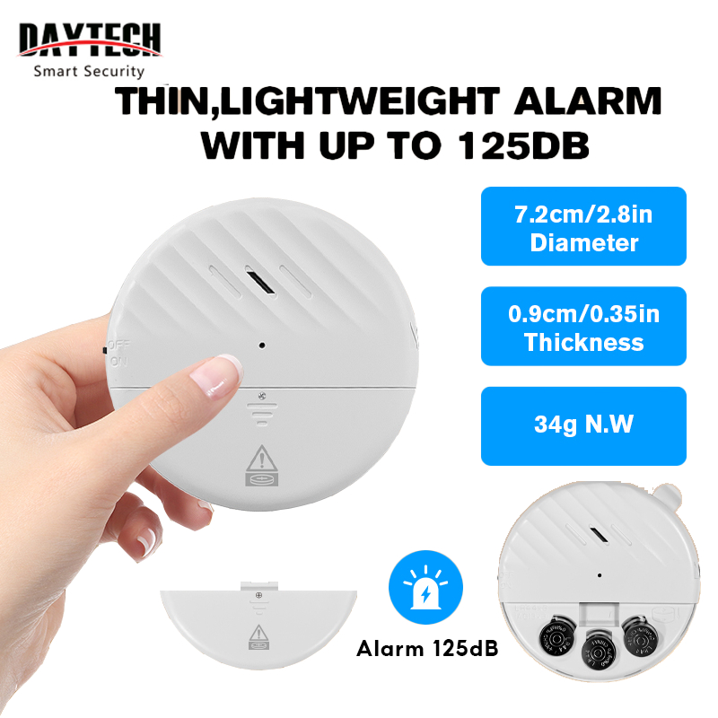 DayTech เซ็นเซอร์สั่นสะเทือนไร้สาย สัญญาณเตือนกระจกหน้ารถ, เซ็นเซอร์แผ่นดินไหวป้องกันการโจรกรรม ...