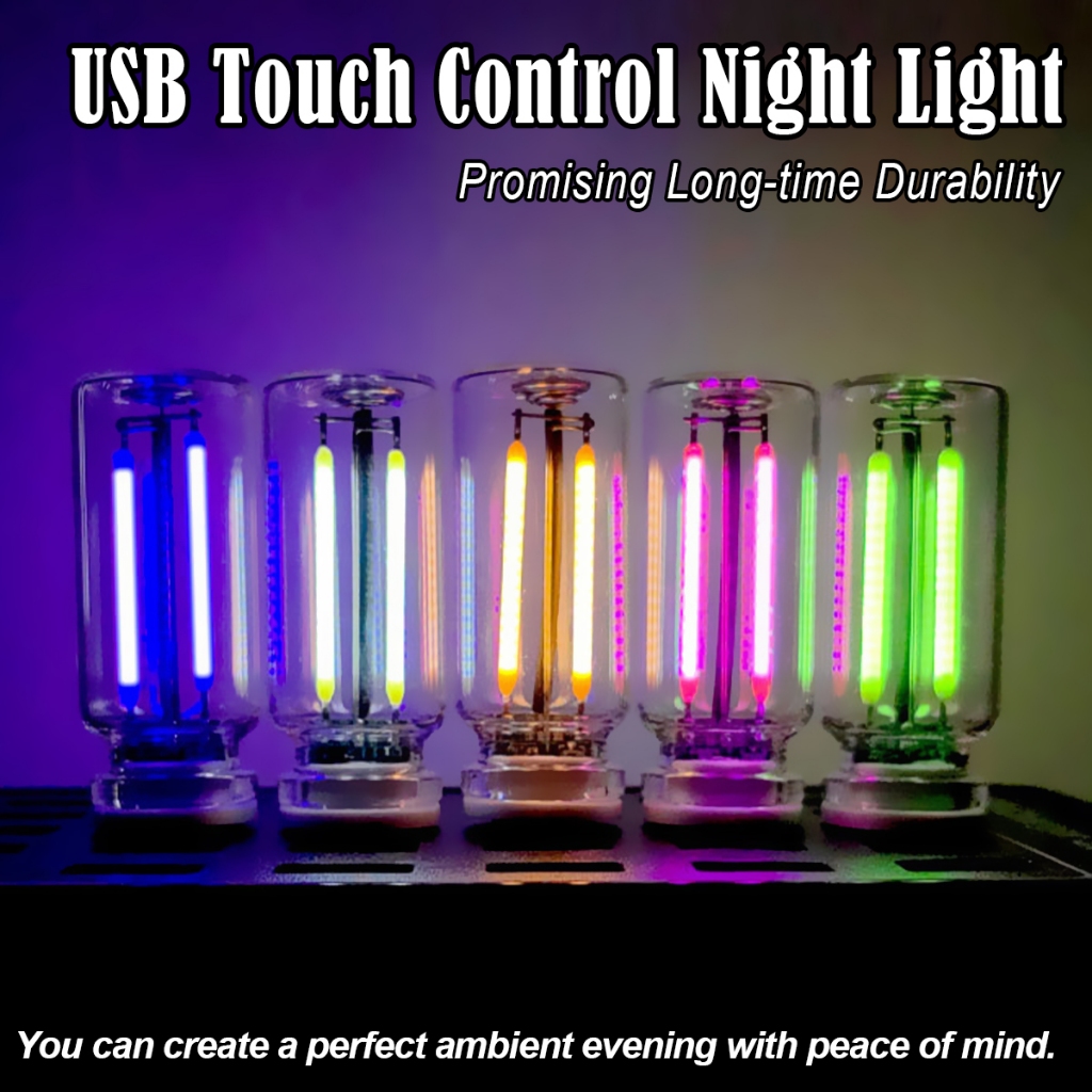 Retro USB Led Filament Night Light Dimming สีเหลืองตกแต่งสีเขียวไส้โคม ...