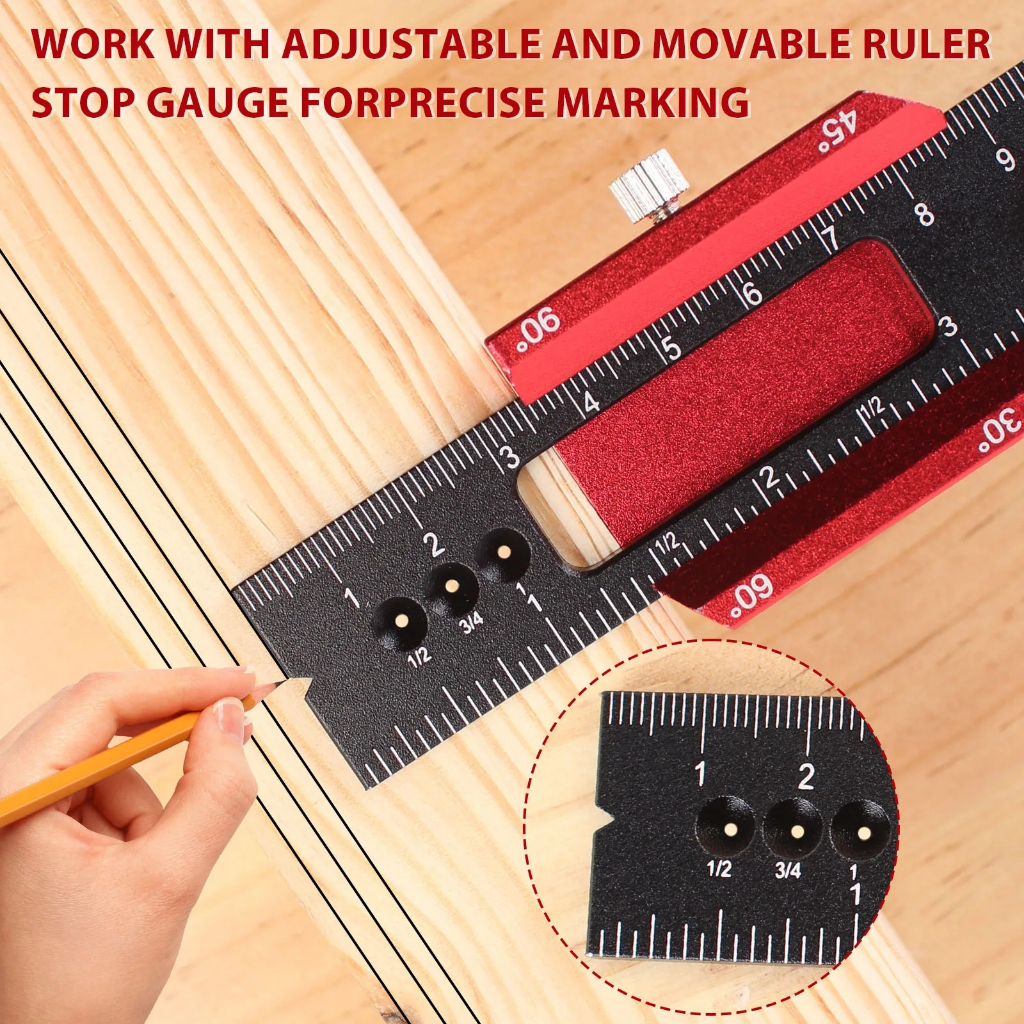 Woodworking Precision Pocket Ruler Aluminum Slide Ruler Inch And Metric ...